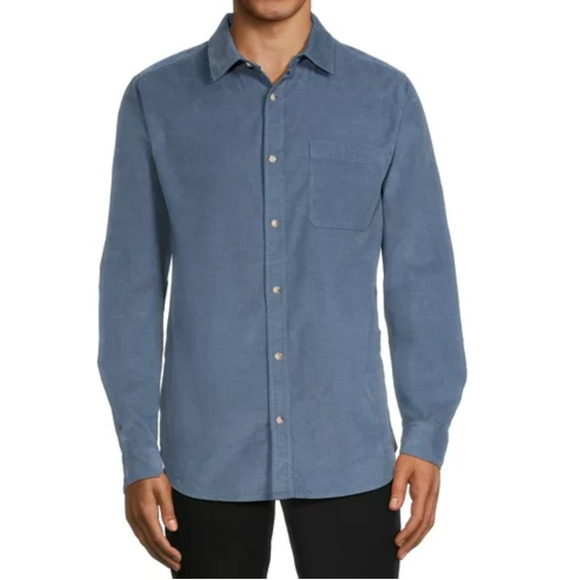 George | Shirts | George Mens Blue Corduroy Shirt With Long Sleeves Nwt ...